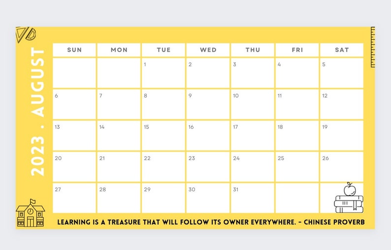 Printable and Editable Calendar for July 2023 to December 2023 - Etsy