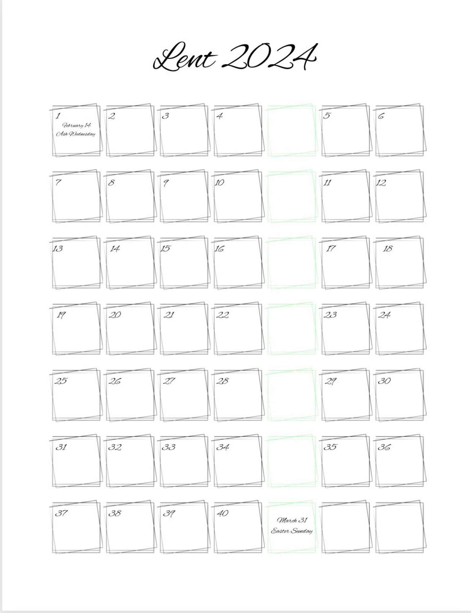 40 Day Lent Chart - Etsy