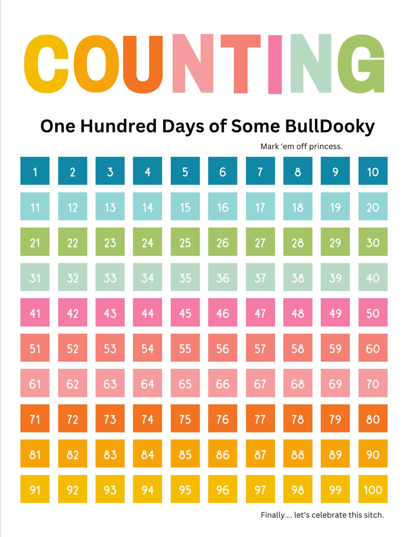 100 Days of Bulldookey Countdown - Etsy