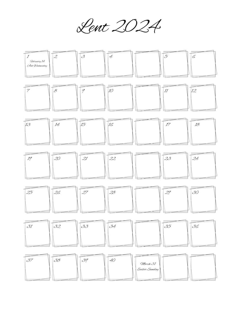 40 Day Lent Chart - Etsy