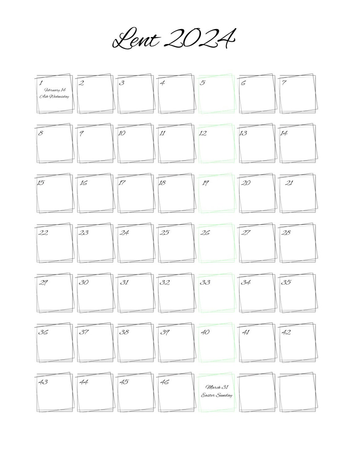 40 Day Lent Chart - Etsy