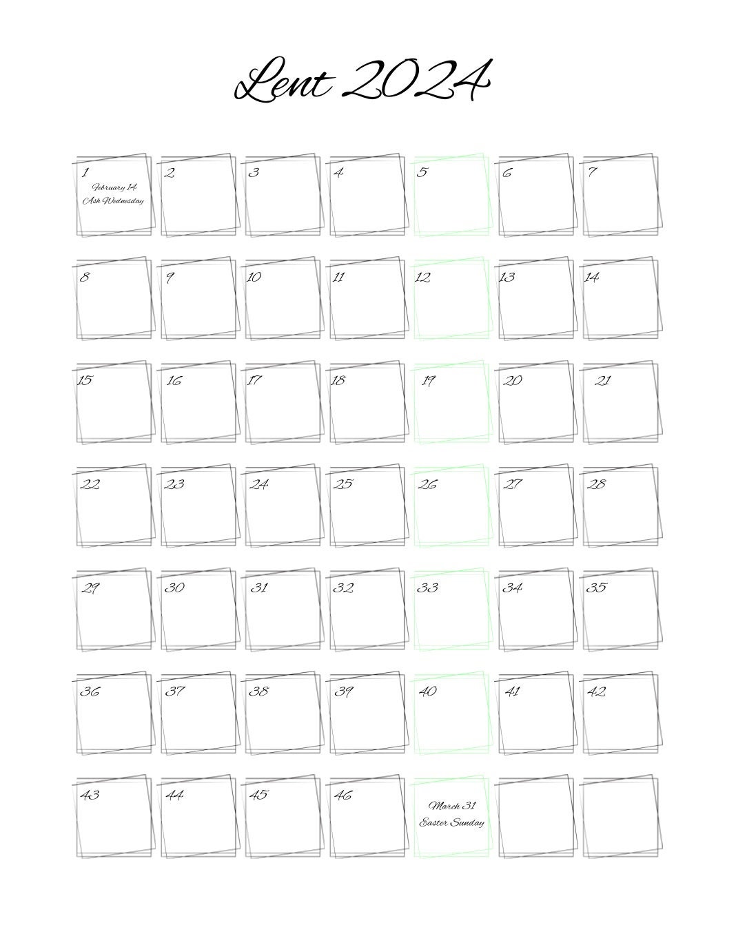 40 Day Lent Chart - Etsy