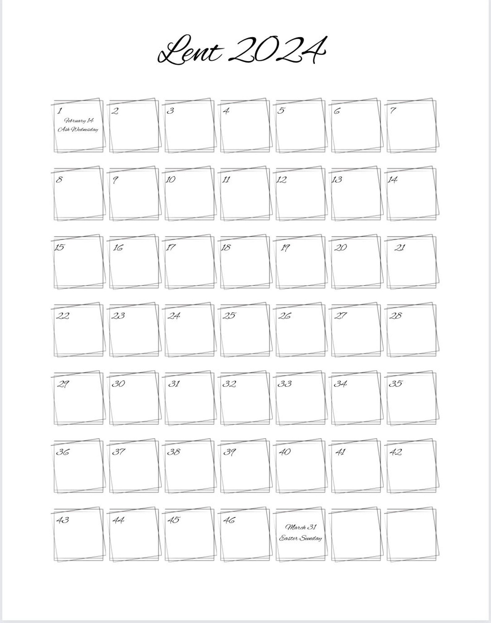 40 Day Lent Chart - Etsy