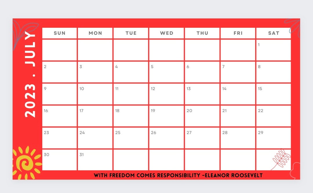 Printable and Editable Calendar for July 2023 to December 2023 - Etsy