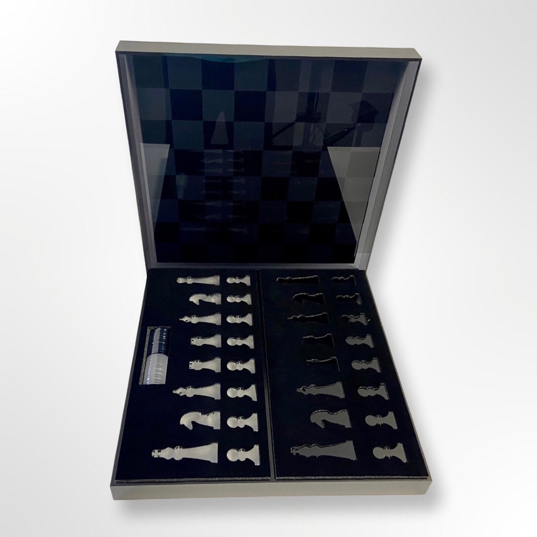 Lucite Acrylic Chess Checkers Premium Set black/silver - Etsy