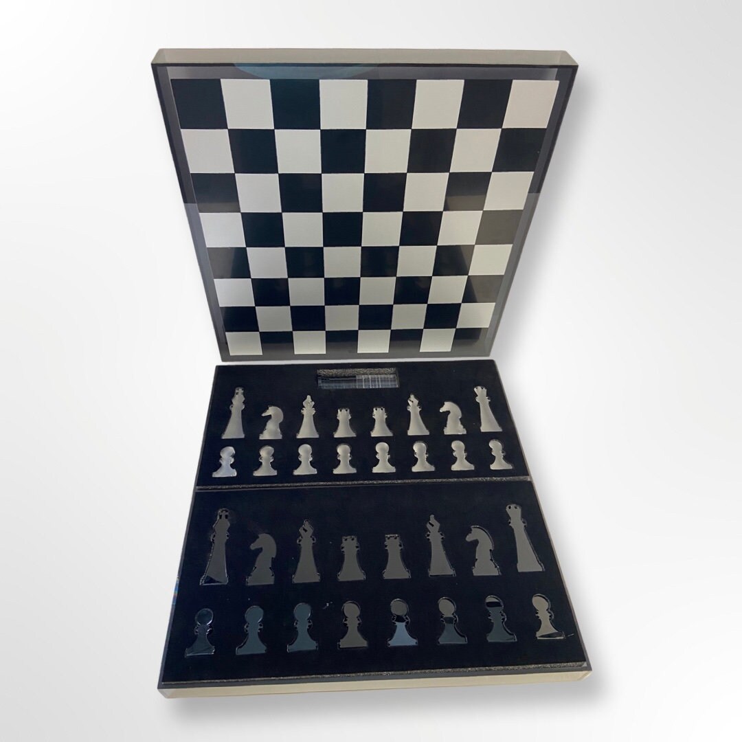 Lucite Acrylic Chess Checkers Premium Set black/silver - Etsy