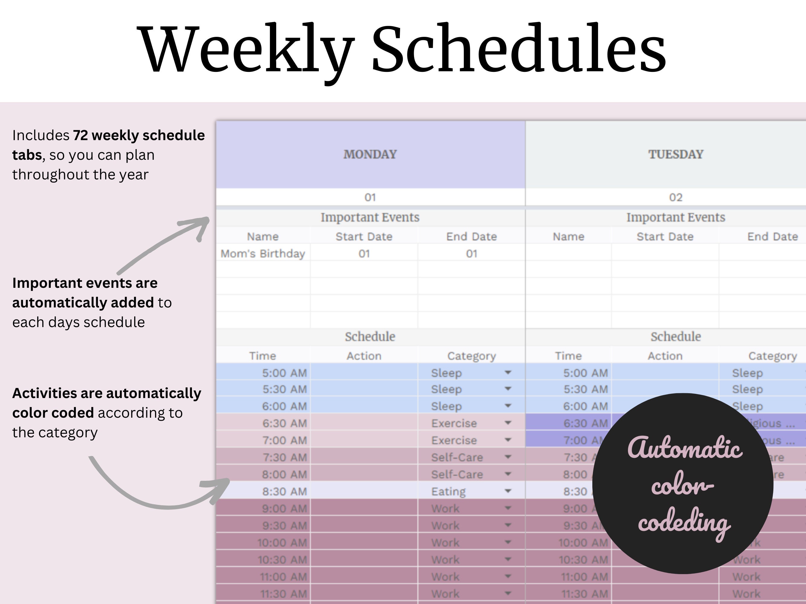 Digital Planner Spreadsheet | Google Sheets Annual, Monthly, Weekly and ...