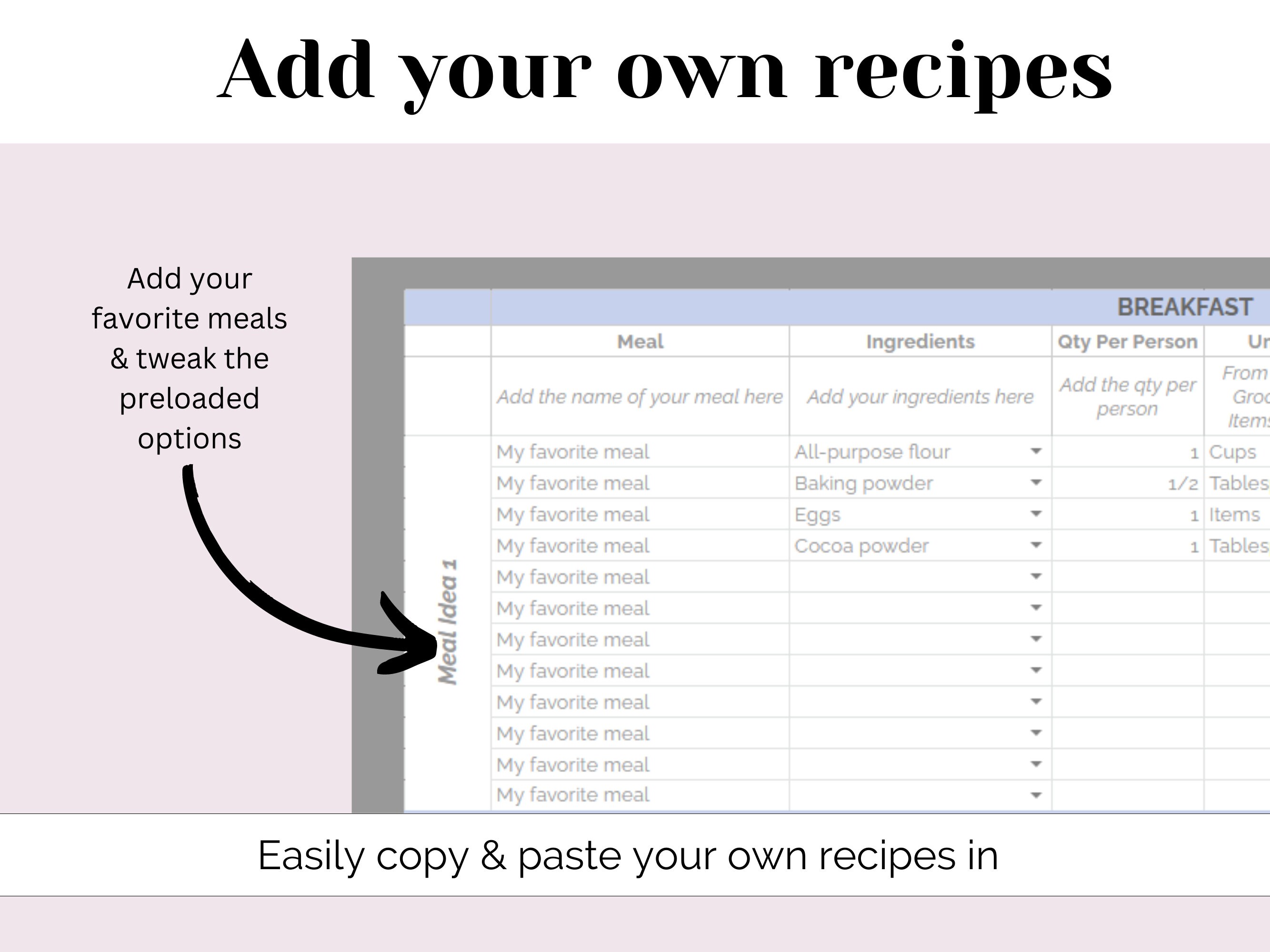 Weekly Meal Planner Grocery List Google Sheets Template - Etsy