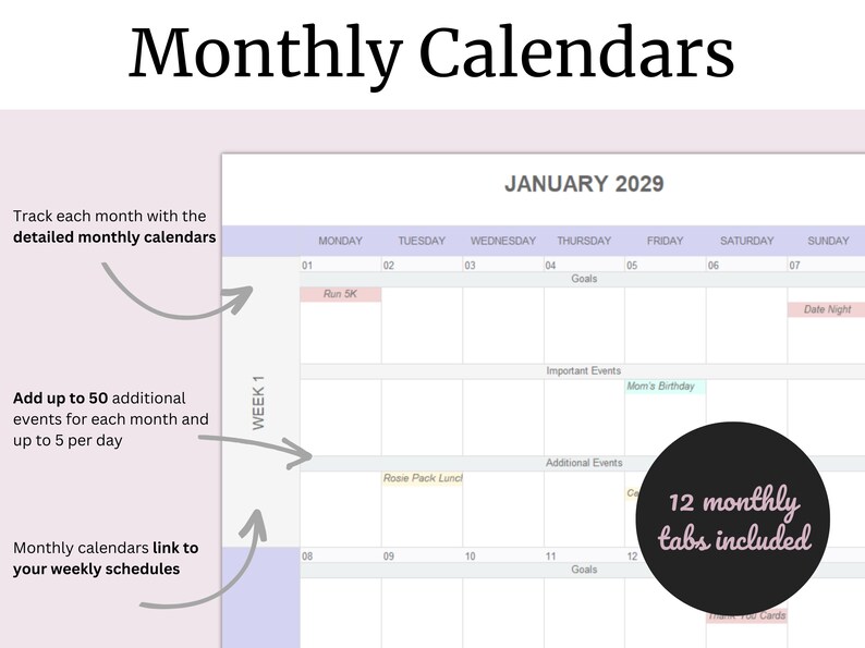 Excel Calendar | Editable Calendar Spreadsheet | Calendar Template ...
