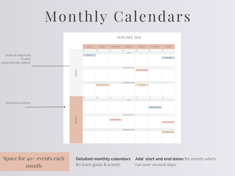 Editable Excel Calendar | Personalized Spreadsheet Template | Goal ...