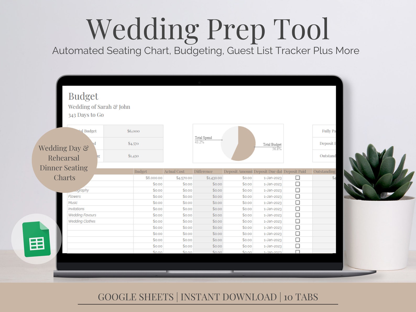 Marriage Prep Spreadsheet | Wedding Countdown | Wedding Costs Planner ...