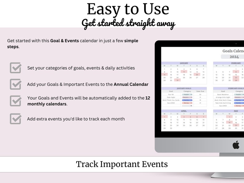 Goal and Event Calendar | Google Sheets Annual and Monthly Calendar ...