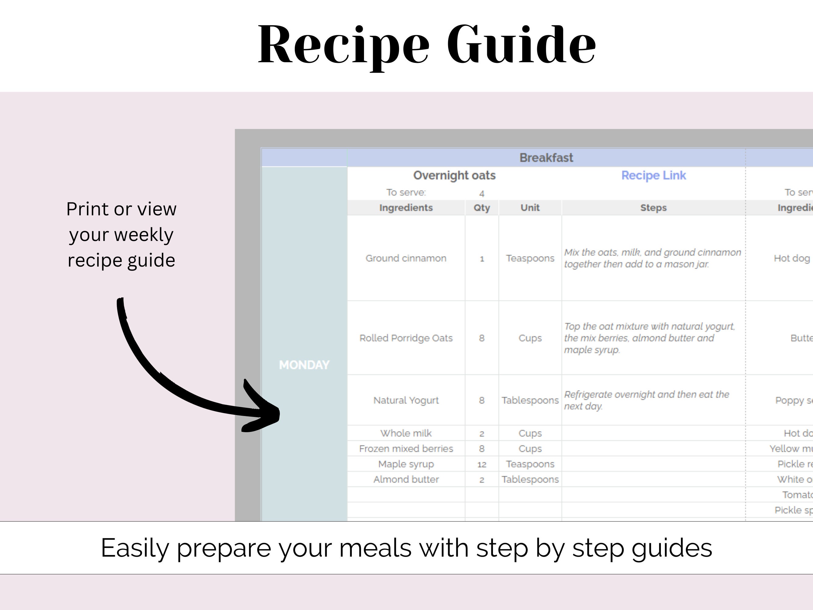 Weekly Meal Planner Grocery List Google Sheets Template - Etsy