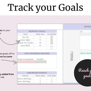 Goal and Event Calendar | Google Sheets Annual and Monthly Calendar ...