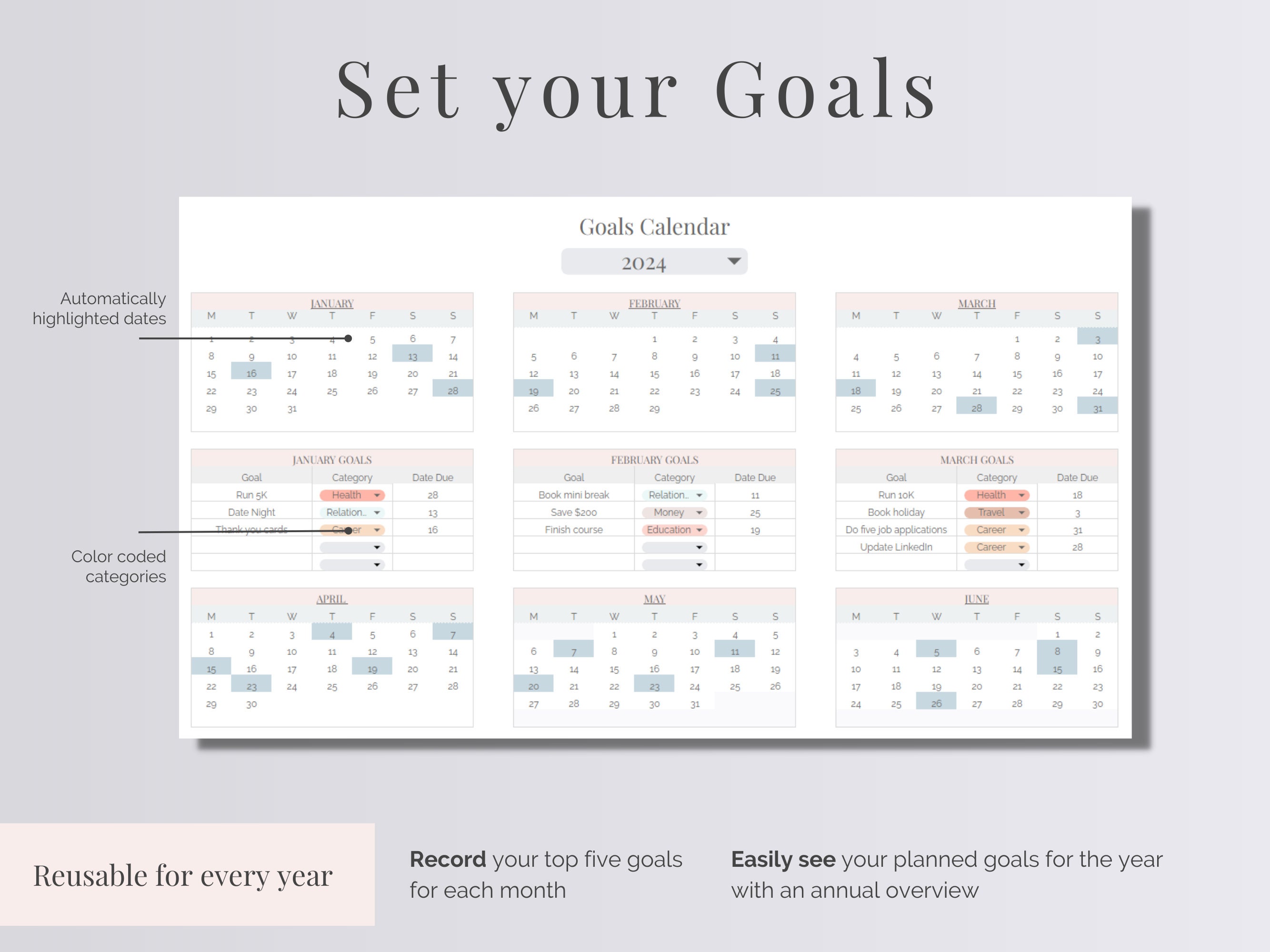 Digital Calendar | Goal Tracker | Google Calendar | Events Calendar ...