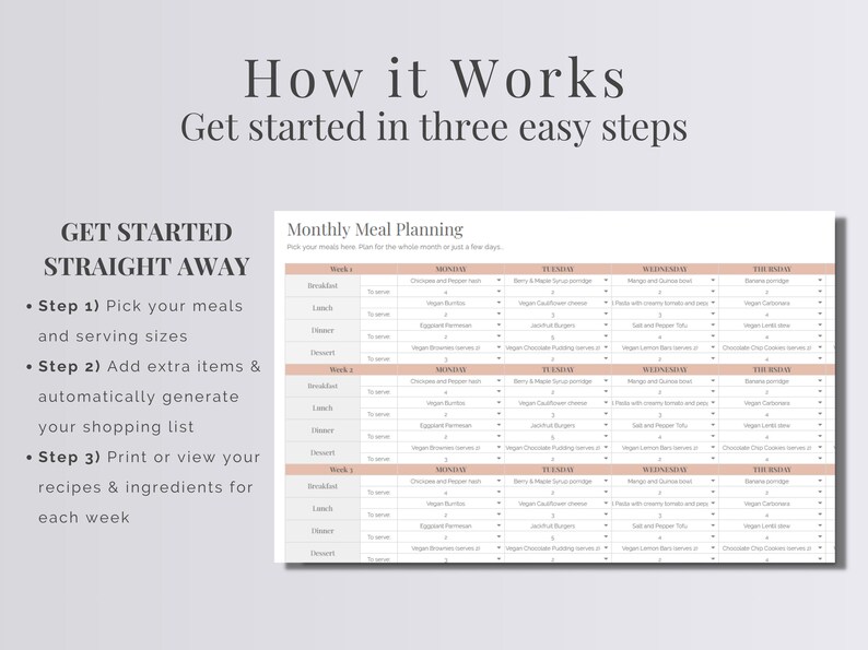 Vegan Menu Planner | 28 Day Vegan Meals | Vegan Menu Google Sheet ...