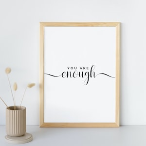 YOU ARE ENOUGH, Printable Wall Art Print, Home Decor, Mental Health Art ...