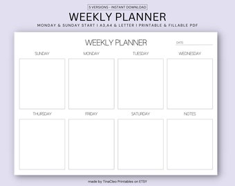2023/2024 Weekly Planner Printable, Minimalist Weekly Schedule, Week at ...
