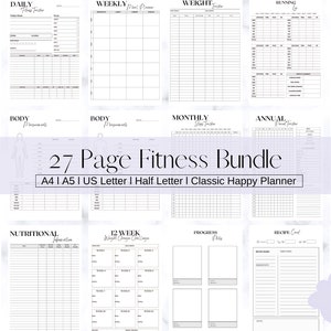 PRINTABLE FITNESS PLANNER, Health and Fitness Bundle, Fitness Journal ...