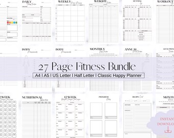 Printable Health and Fitness Planner Bundle, Fitness Journal, Diet ...