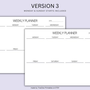WEEKLY PLANNER PRINTABLE Landscape, Minimalist Weekly Schedule, Week at ...