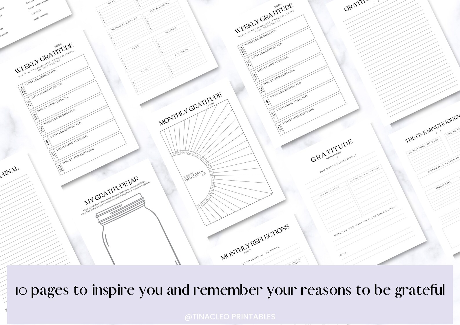 Printable Gratitude Journal Bundle, Self Care, Mindfulness (digital ...