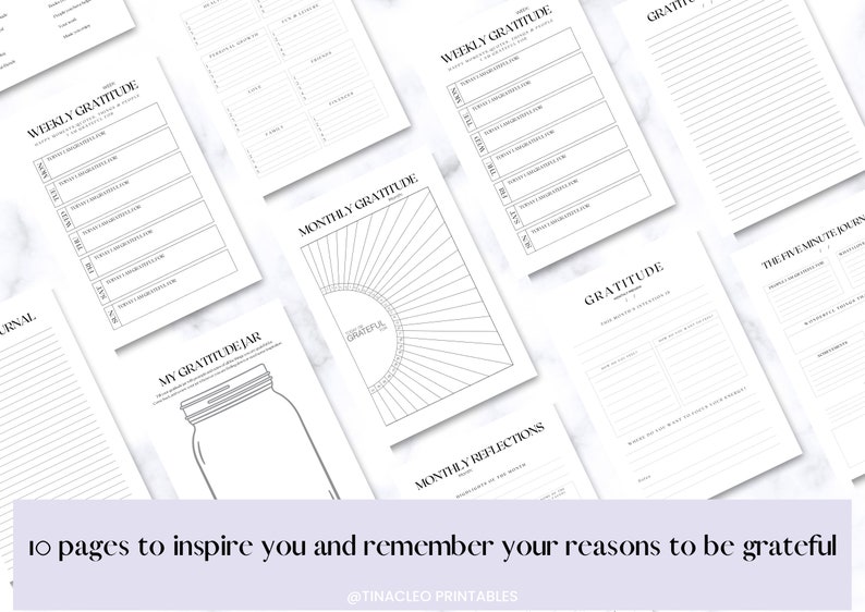 Printable Gratitude Journal Bundle, Self Care, Mindfulness (digital ...