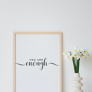 YOU ARE ENOUGH, Printable Wall Art Print, Home Decor, Mental Health Art ...