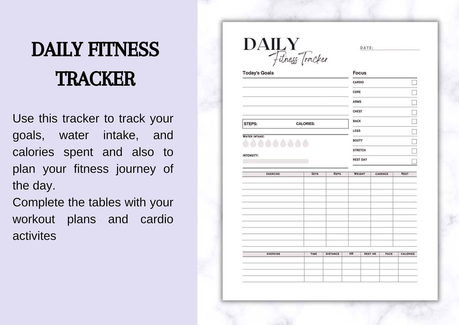 PRINTABLE FITNESS PLANNER, Health and Fitness Bundle, Fitness Journal ...