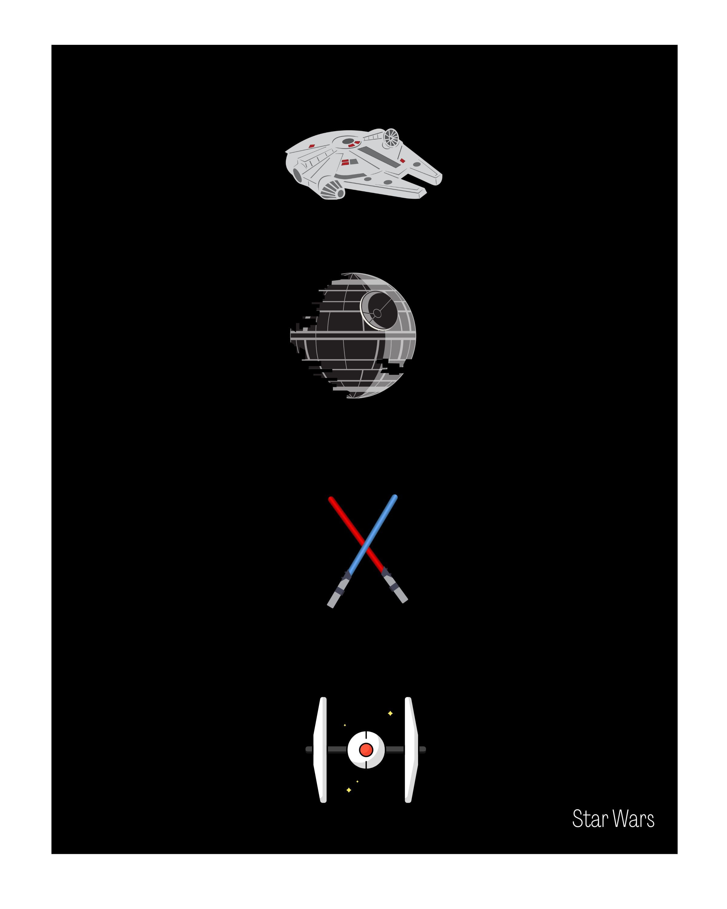 Star Wars Inspired Minimalist Printable Wall Art | Gift for Star Wars ...
