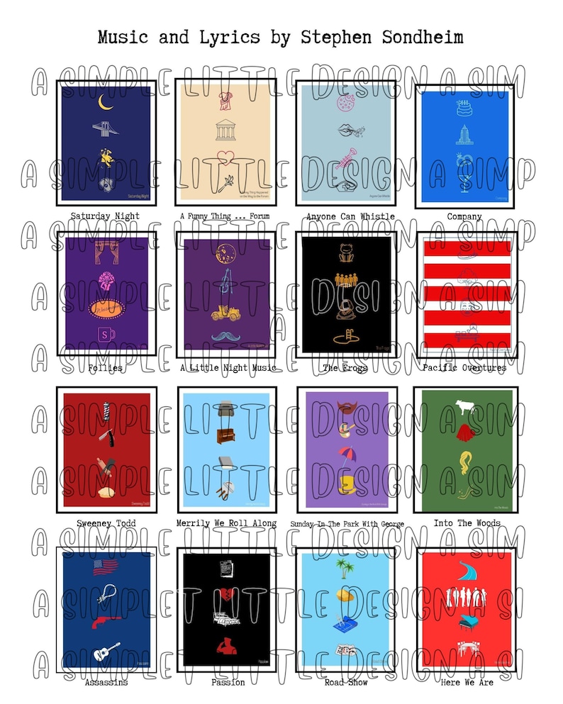 Stephen Sondheim Shows Minimalist Art Print: Gift for Fans (digital ...