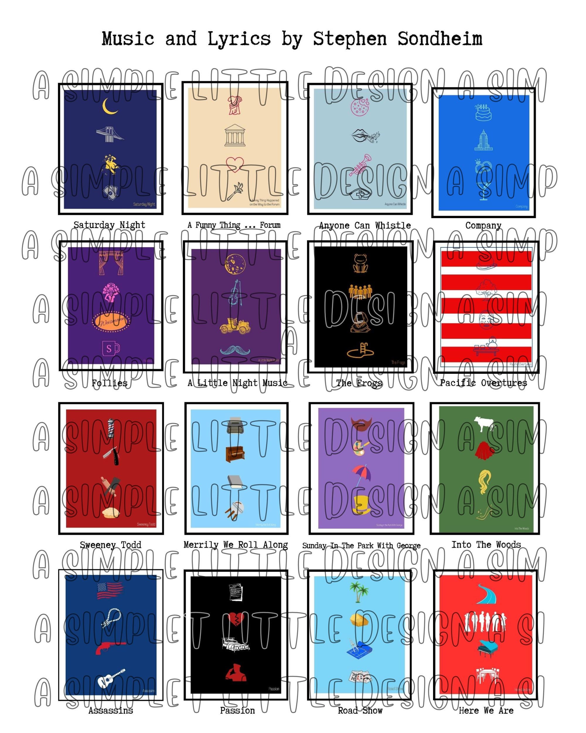 Complete List of Stephen Sondheim Shows Minimalist Printable Wall Art ...