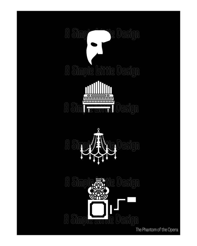 Phantom of the Opera Inspired Minimalist Printable Wall Art | Broadway ...