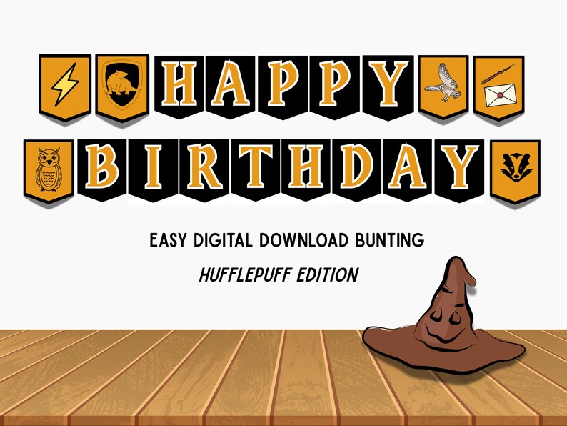 Harry Potter Hufflepuff Birthday Banner/bunting: Printable DIY Bunting ...