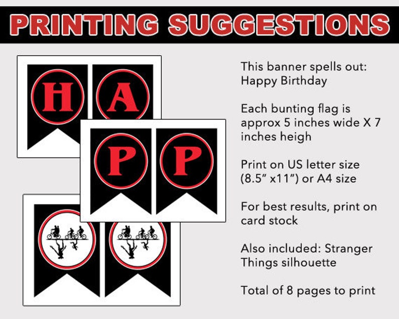Stranger Things Birthday Banner: Printable DIY Bunting (instant ...