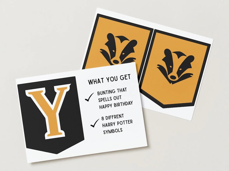 Harry Potter Hufflepuff Birthday Banner/bunting: Printable DIY Bunting ...