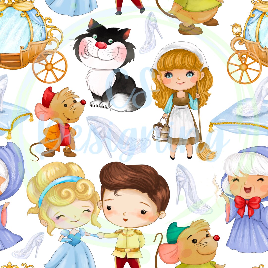 Cinderella Digital Paper,seamless Pattern,princess Seamless,princess ...