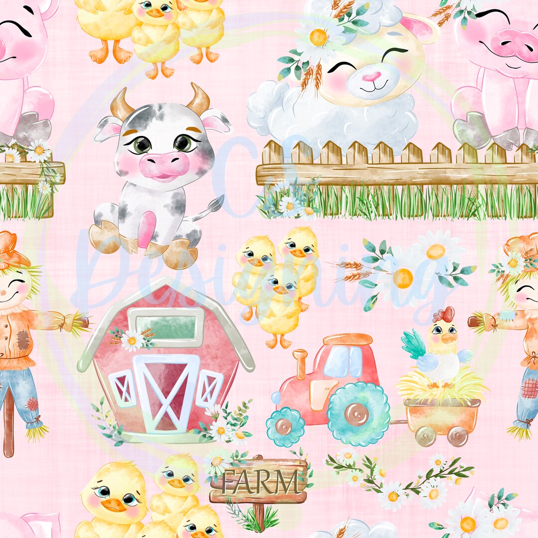 Farm Animals Seamless Pattern,seamless Pattern,digital Paper,digital ...