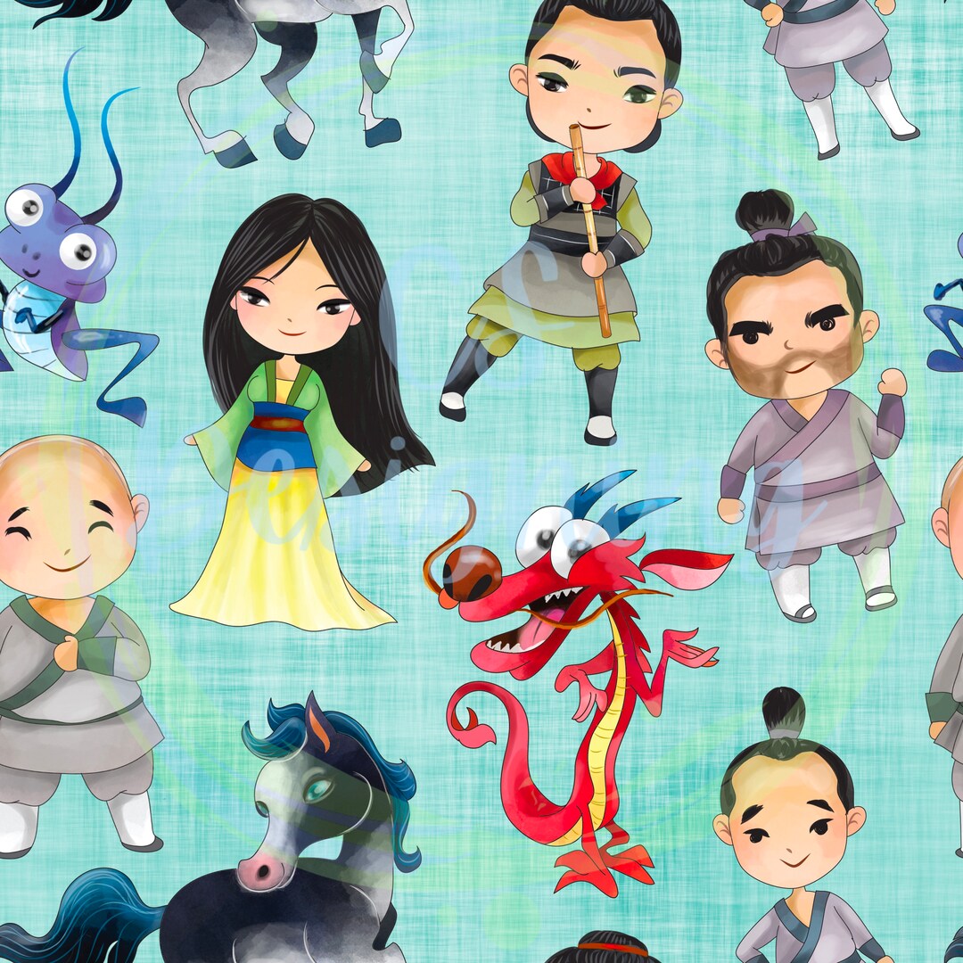 Princess Pattern,mulan,princess Seamless Pattern,digital Paper,digital ...