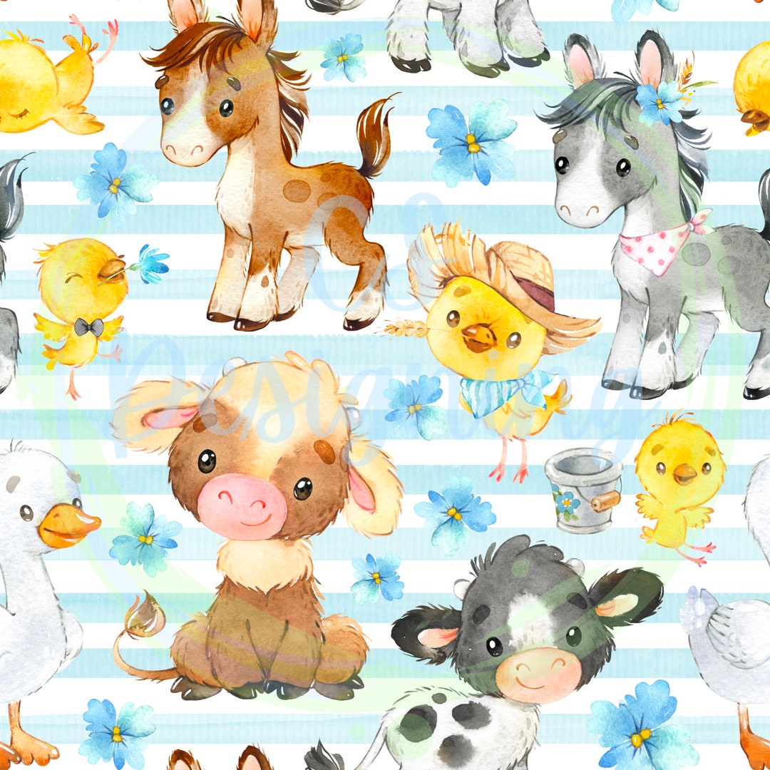 Farm Animals Seamless Pattern,seamless Pattern,digital Paper,digital ...