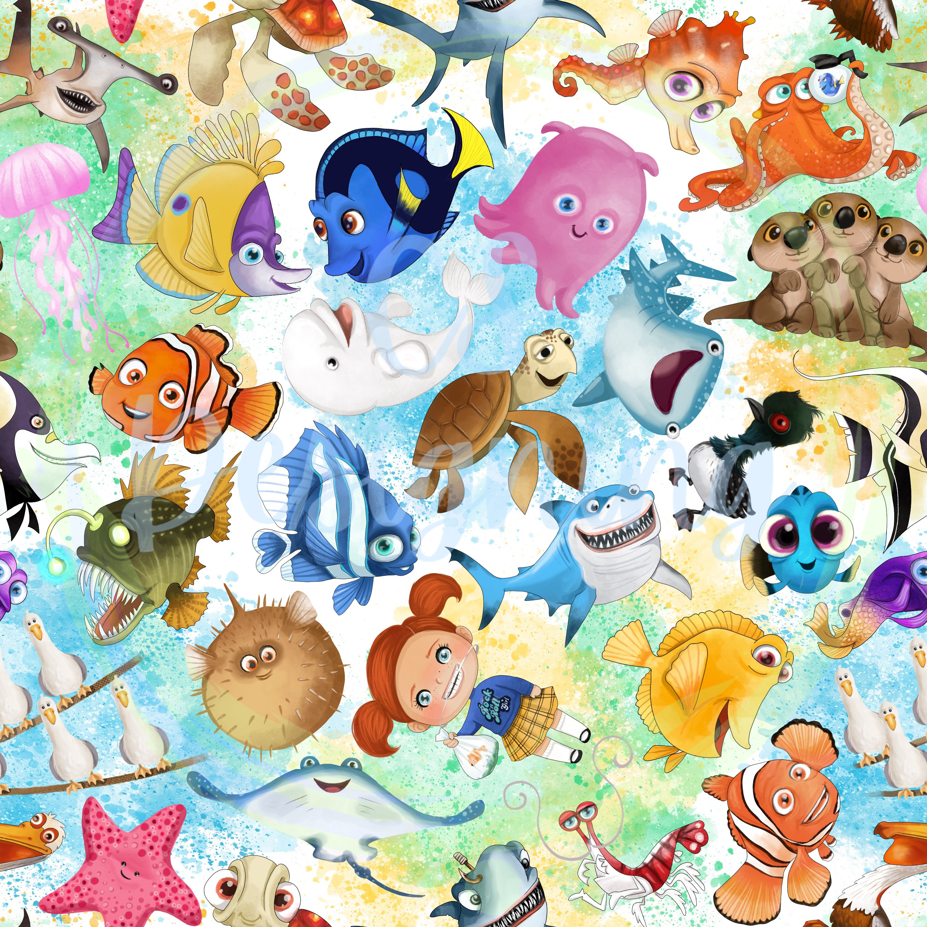 Ocean Animals Seamless Pattern,seamless Pattern,digital Paper,digital ...