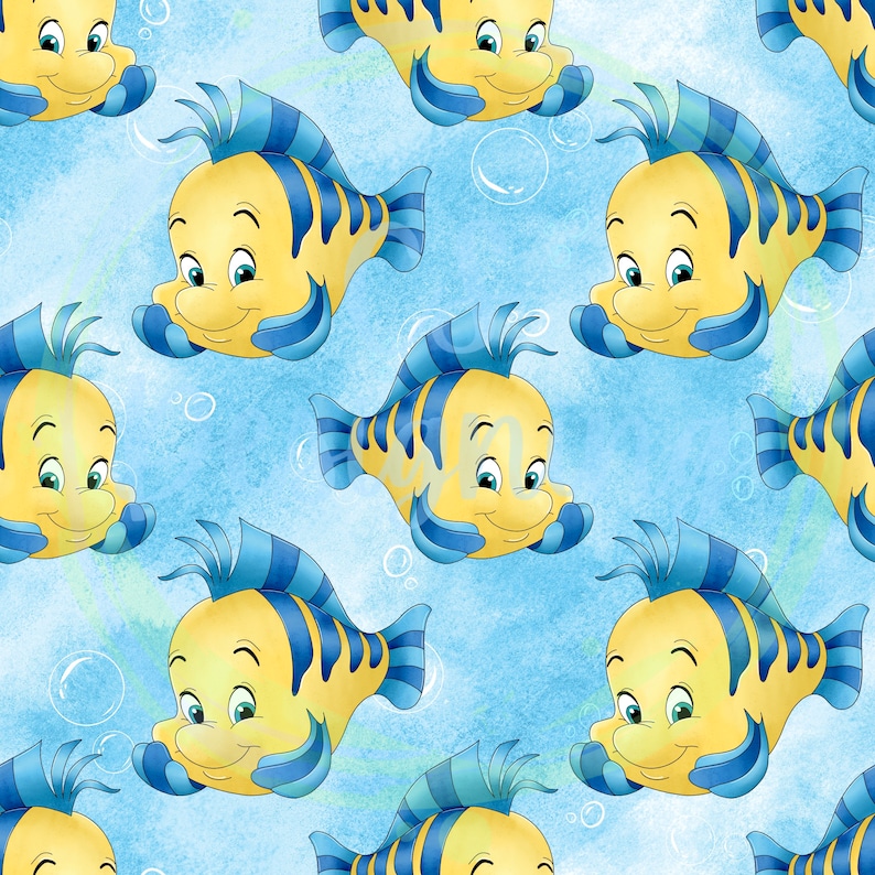 Flounder Seamless,seamless Pattern,mermaid Pattern,digital Paper ...