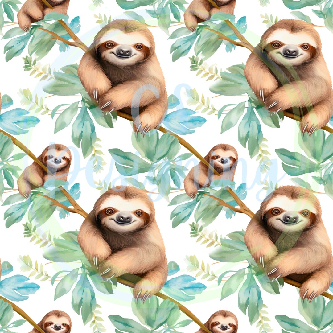 Sloth Seamless File,sloth Seamless,sloth Digital Paper,seamless Pattern ...