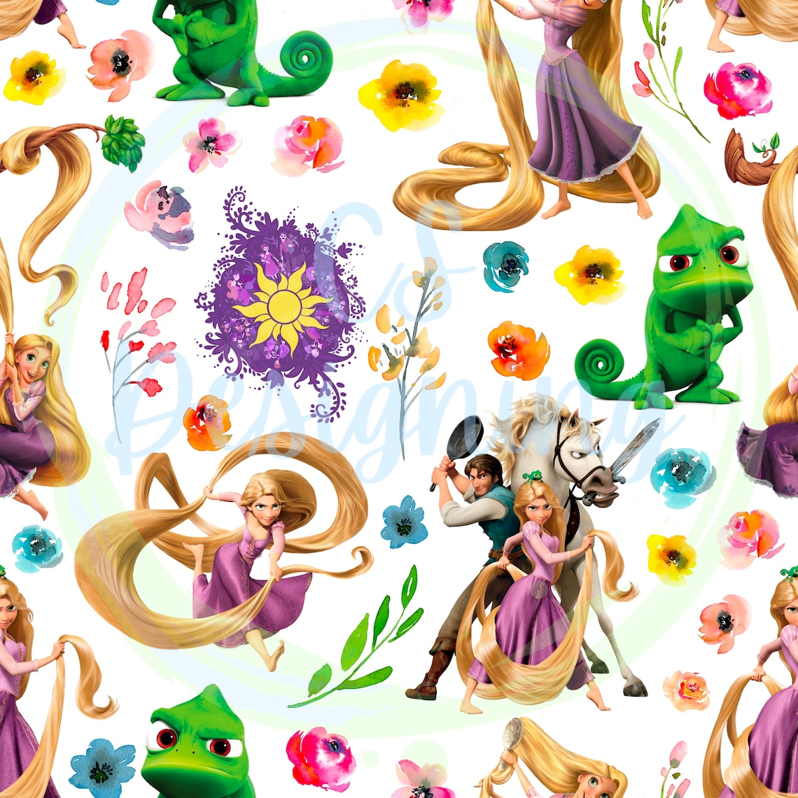 Princess Rapunzel Digital Paper,princess Seamless Paper,princess ...