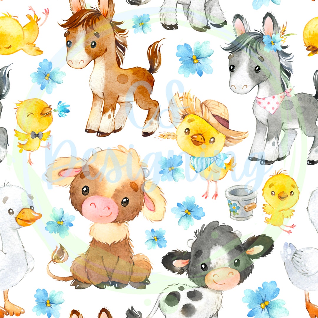 Farm Animals Seamless Pattern,seamless Pattern,digital Paper,digital ...