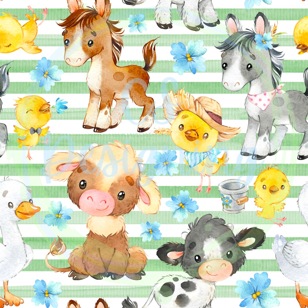 Farm Animals Seamless Pattern,seamless Pattern,digital Paper,digital ...