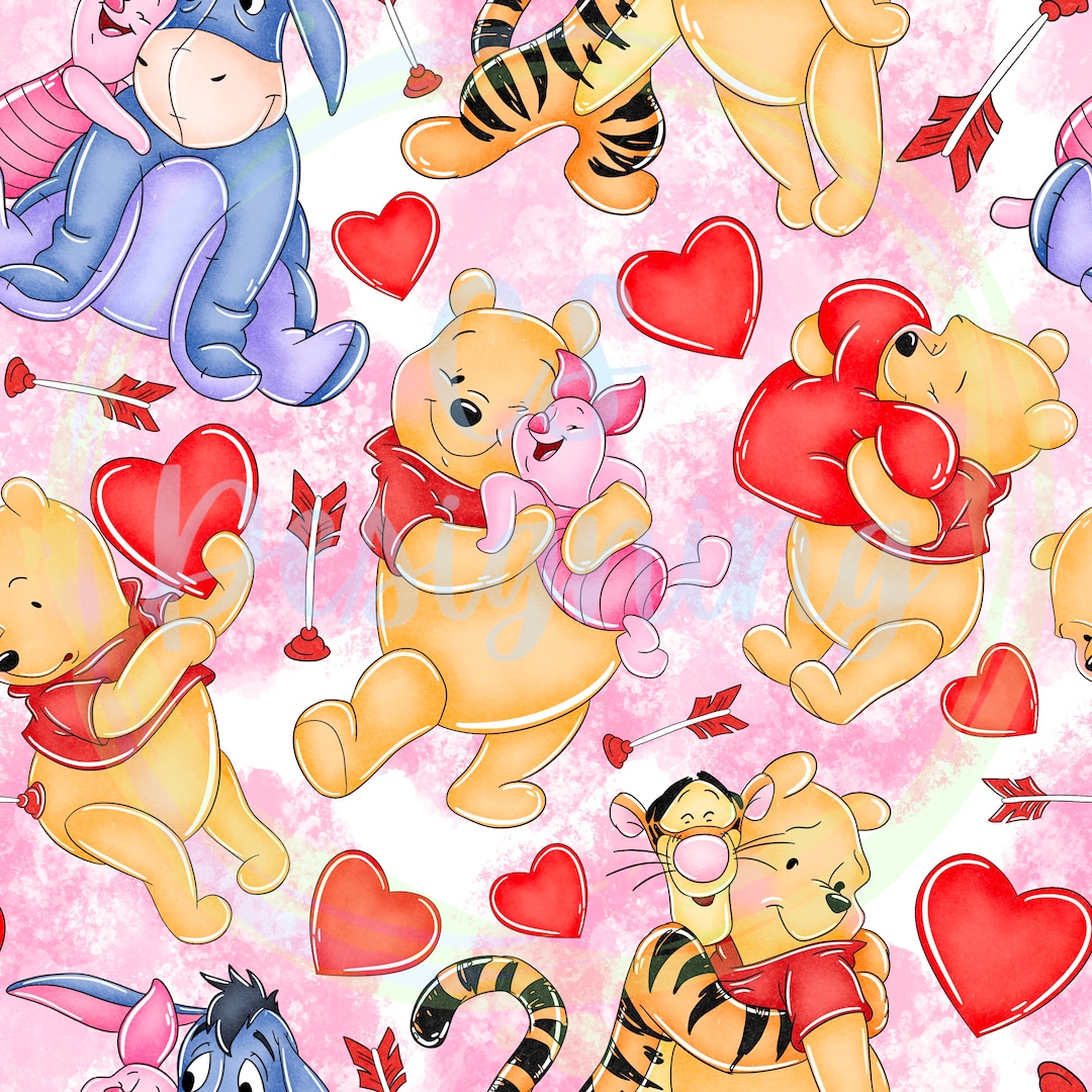Pooh Seamless,valentines Seamless,vday Pattern,seamless Pattern,digital ...
