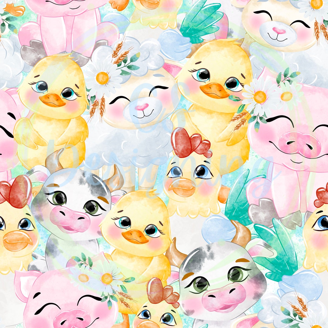 Farm Animals Seamless Pattern,seamless Pattern,digital Paper,digital ...