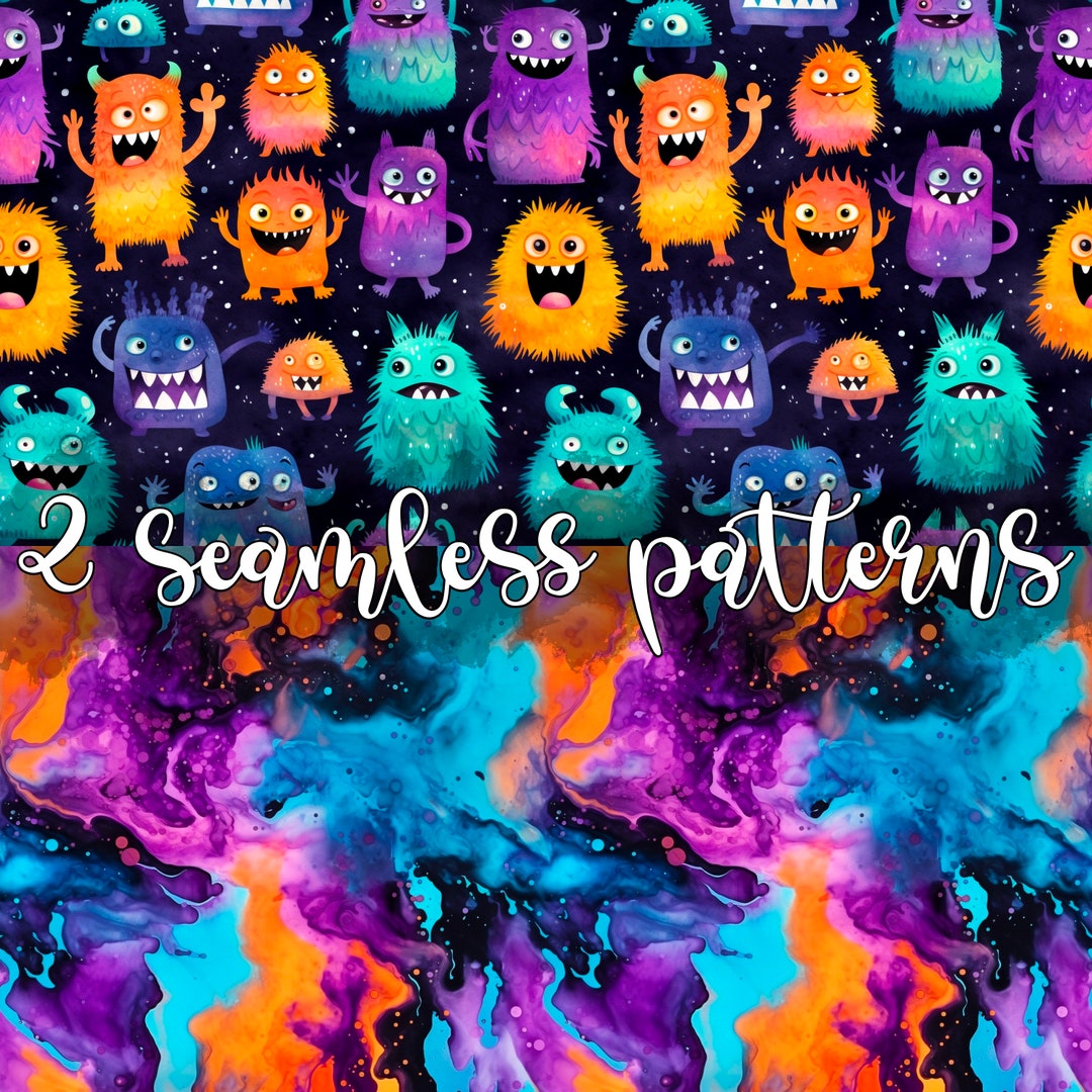 Halloween Monsters,monsters Seamless, Digital File,seamless Pattern ...
