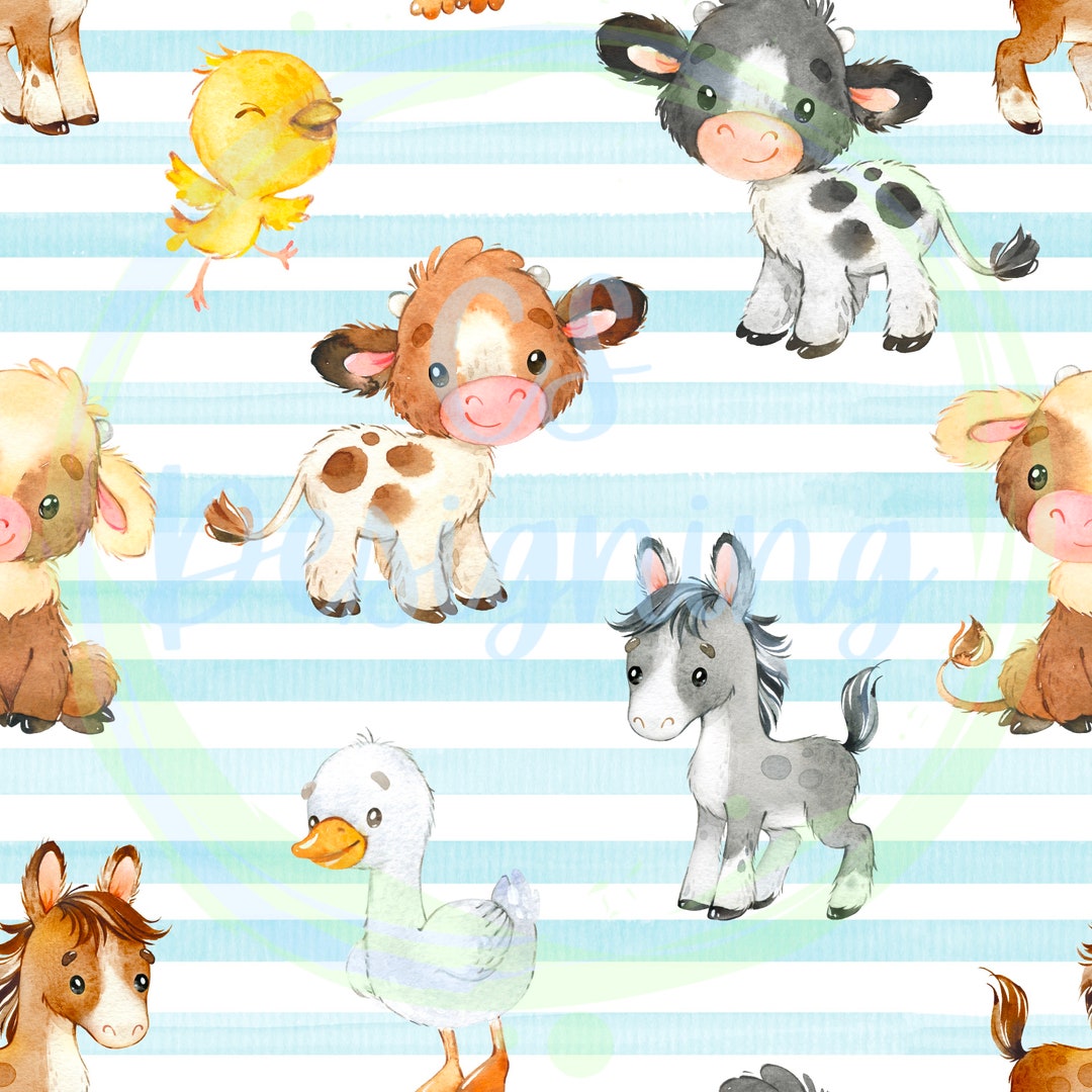 Farm Animals Seamless Pattern,seamless Pattern,digital Paper,digital ...